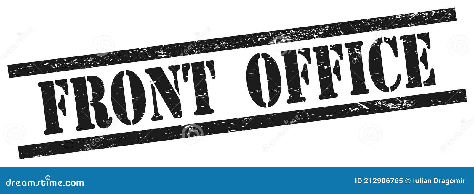 FRONT OFFICE Text on Black Grungy Rectangle Stamp Stock Illustration ...