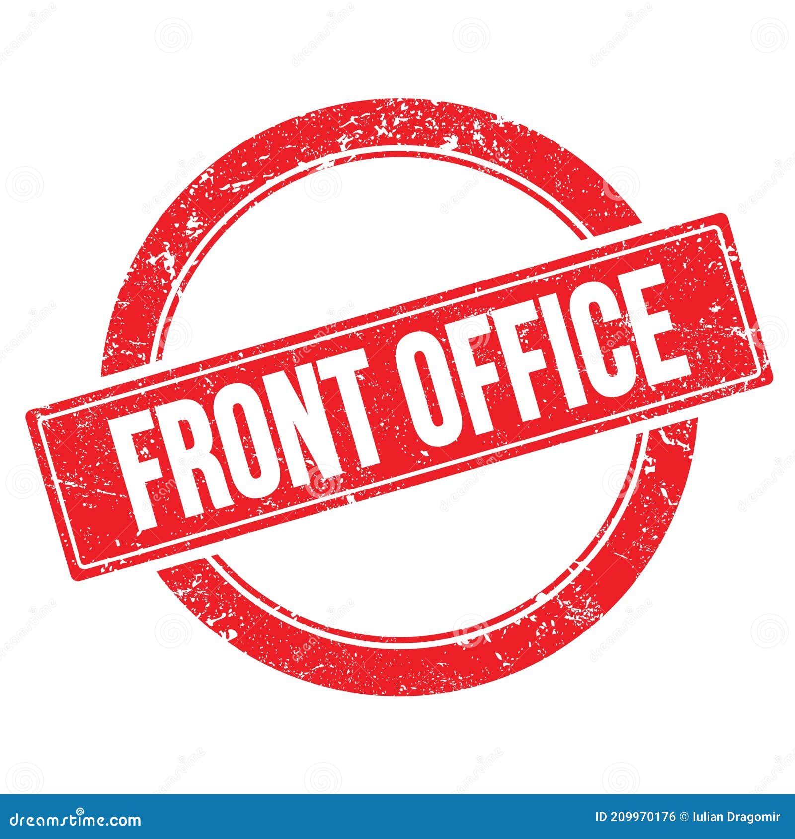 FRONT OFFICE Text on Red Grungy Round Stamp Stock Illustration ...