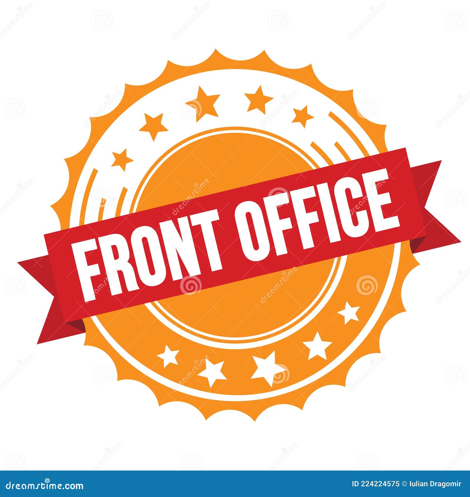 FRONT OFFICE Text on Red Orange Ribbon Stamp Stock Illustration ...