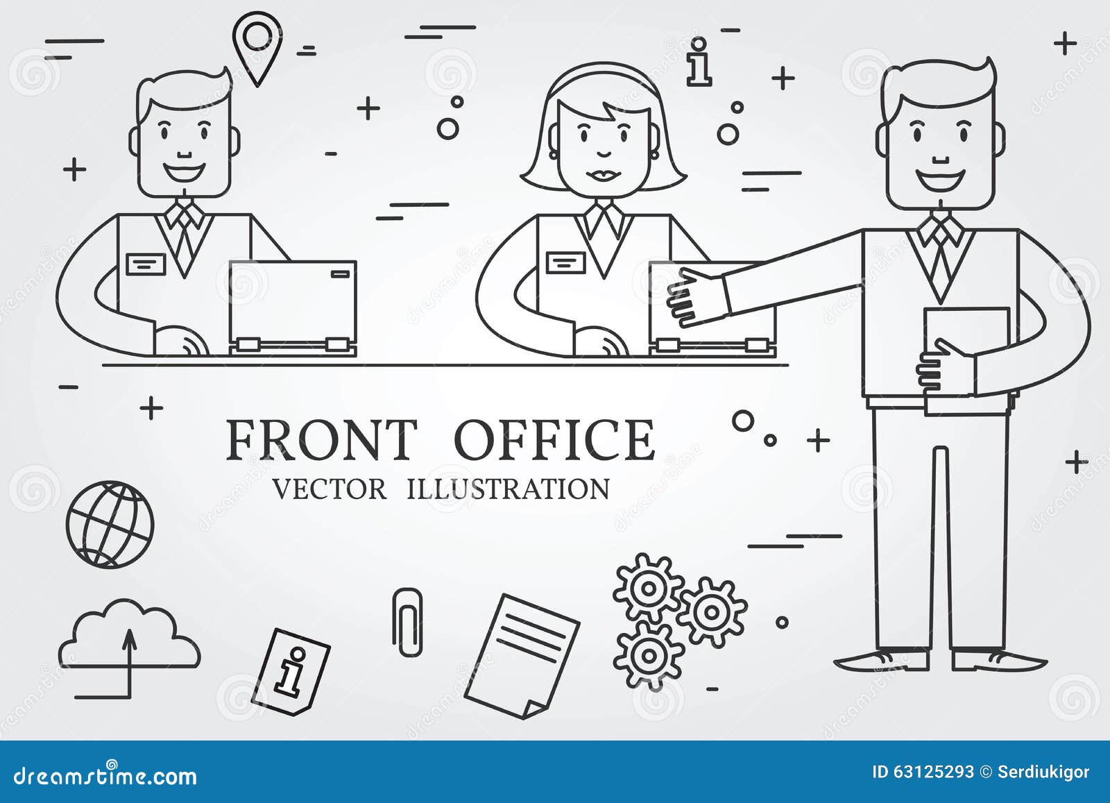 Front Office Outline Icons Collection. Front-Office, Reception, Desk ...