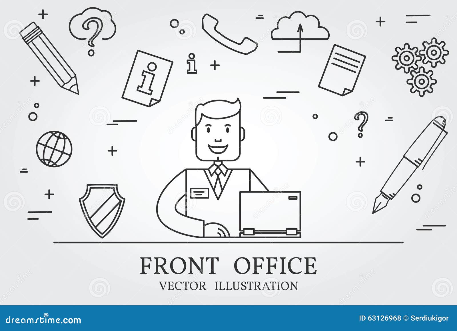 Front Office Outline Icons Collection. Front-Office, Reception, Desk ...