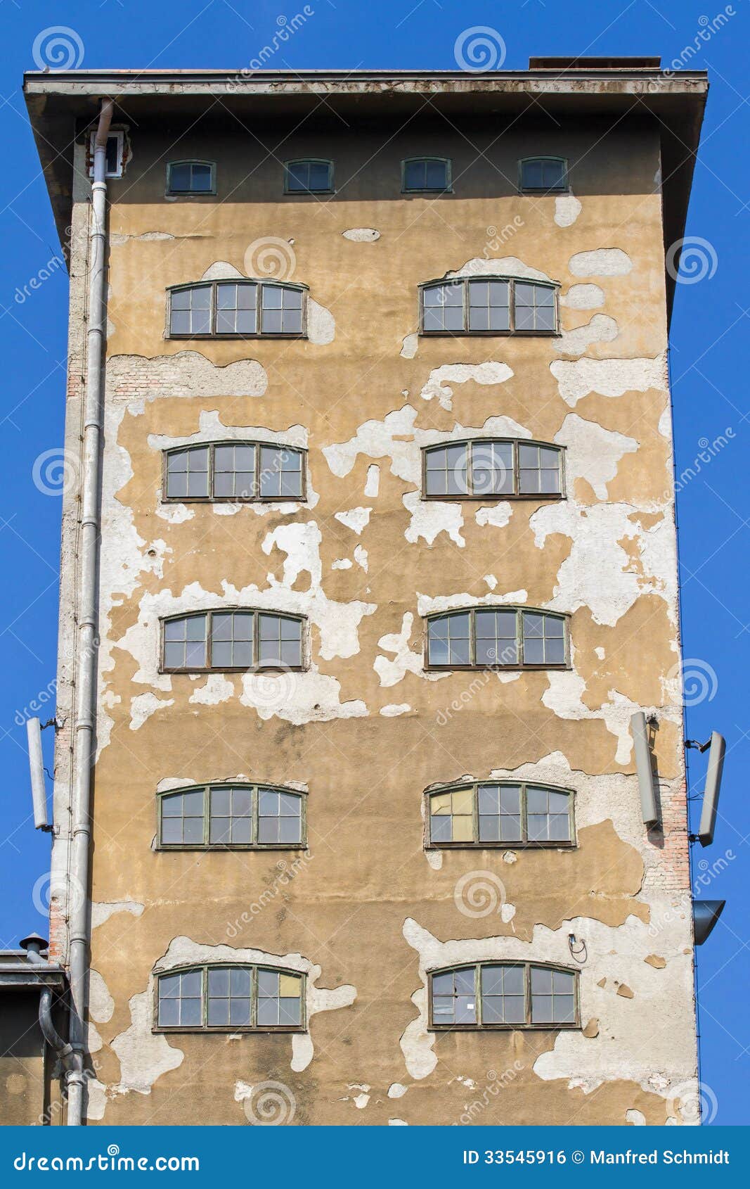 Front of an Old Factory Building Stock Photo - Image of destruction ...