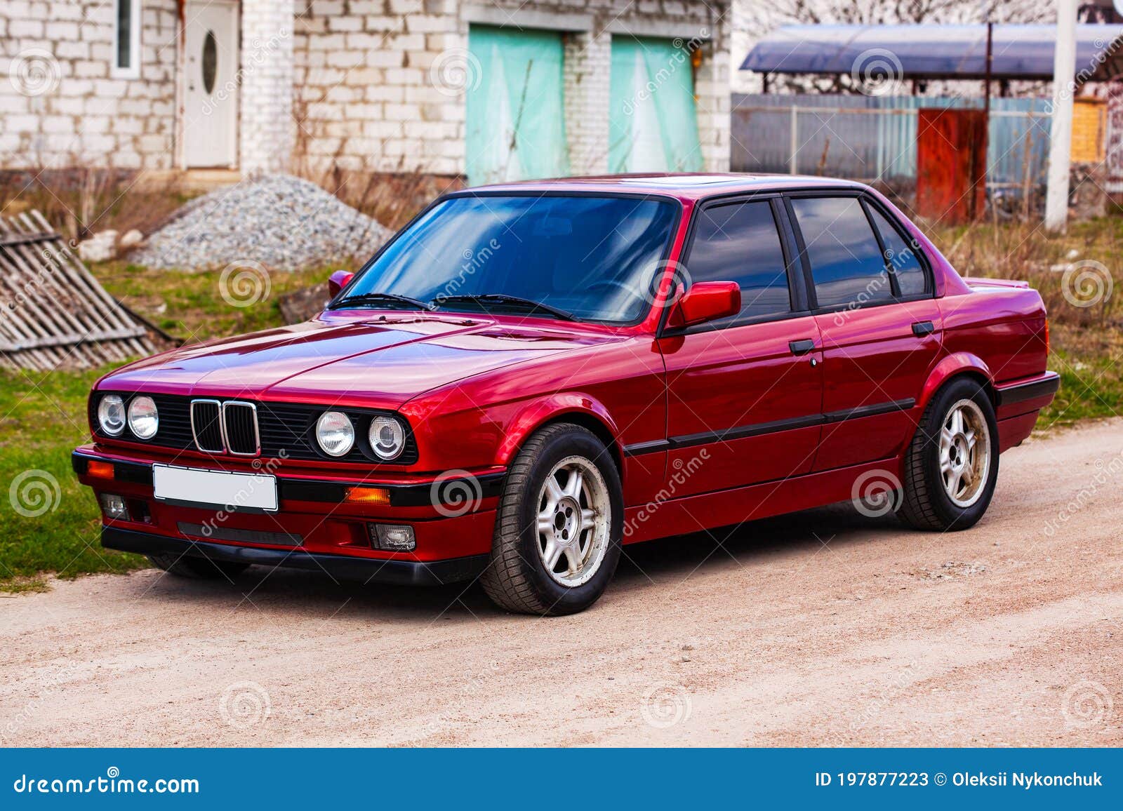 The Front of the Old, Red, German Car Stock Image - Image of lamp ...