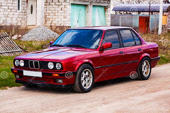 The Front of the Old, Red, German Car Stock Image - Image of lamp ...