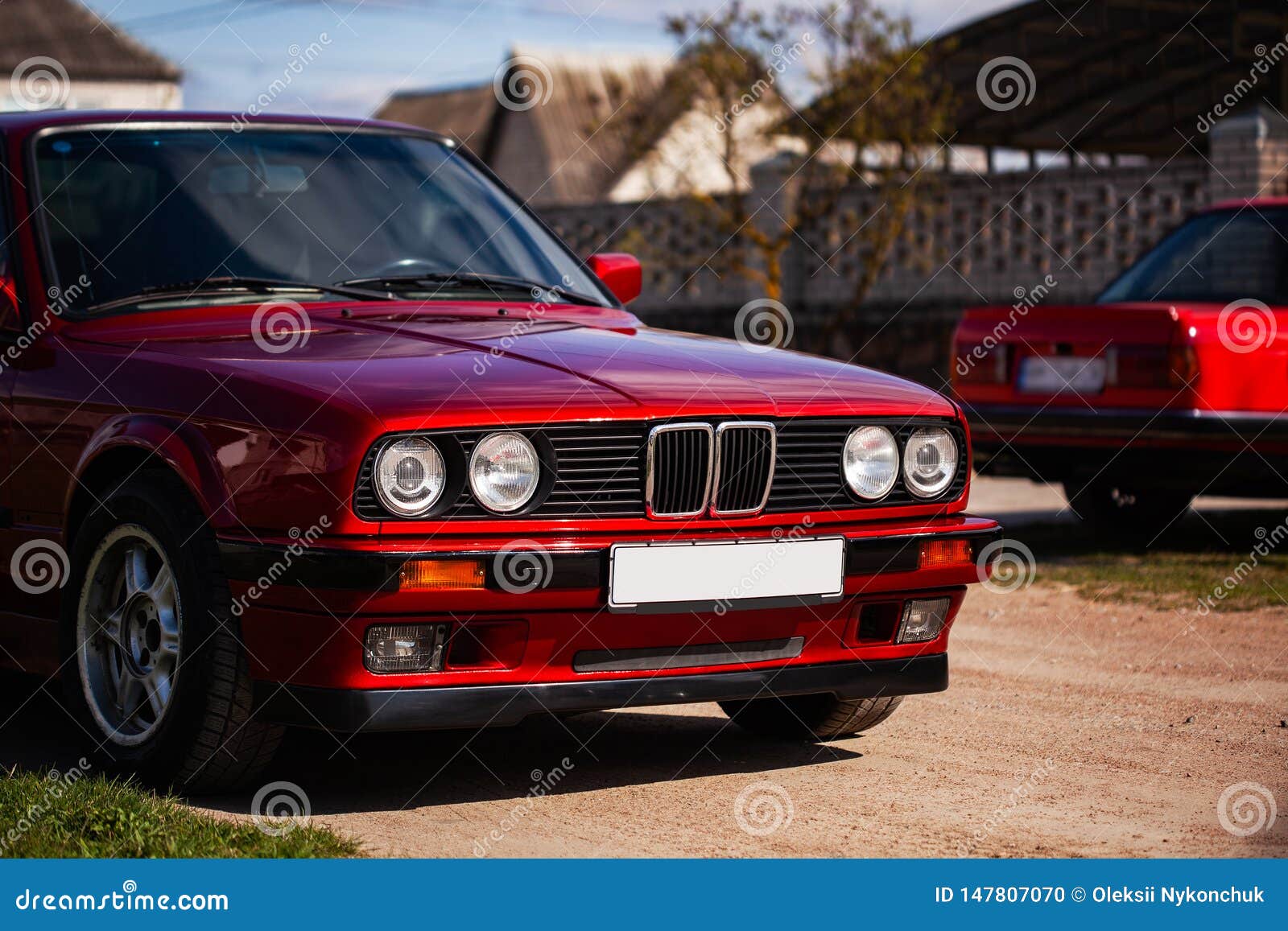 The Front of the Old, Red, German Car Stock Photo - Image of shiny ...