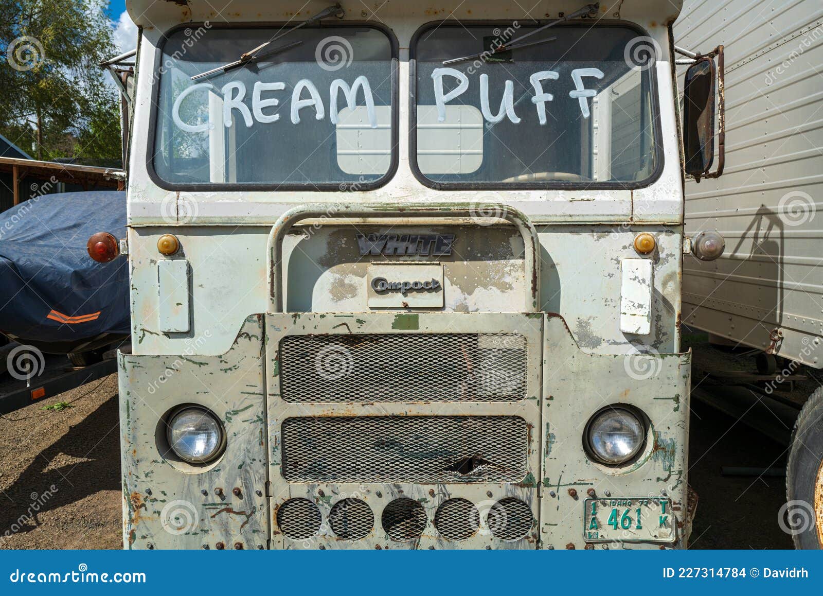 The Front of an Old White Compact Truck in Pomeroy, Washington, USA ...