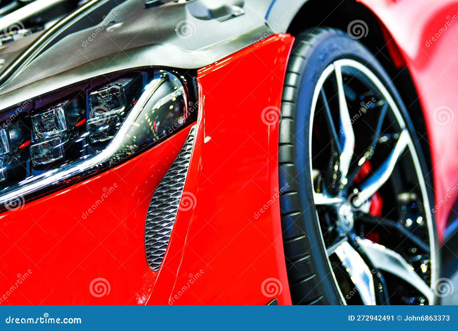 Front One Headlights of Modern Red Sport Car Stock Image - Image of ...