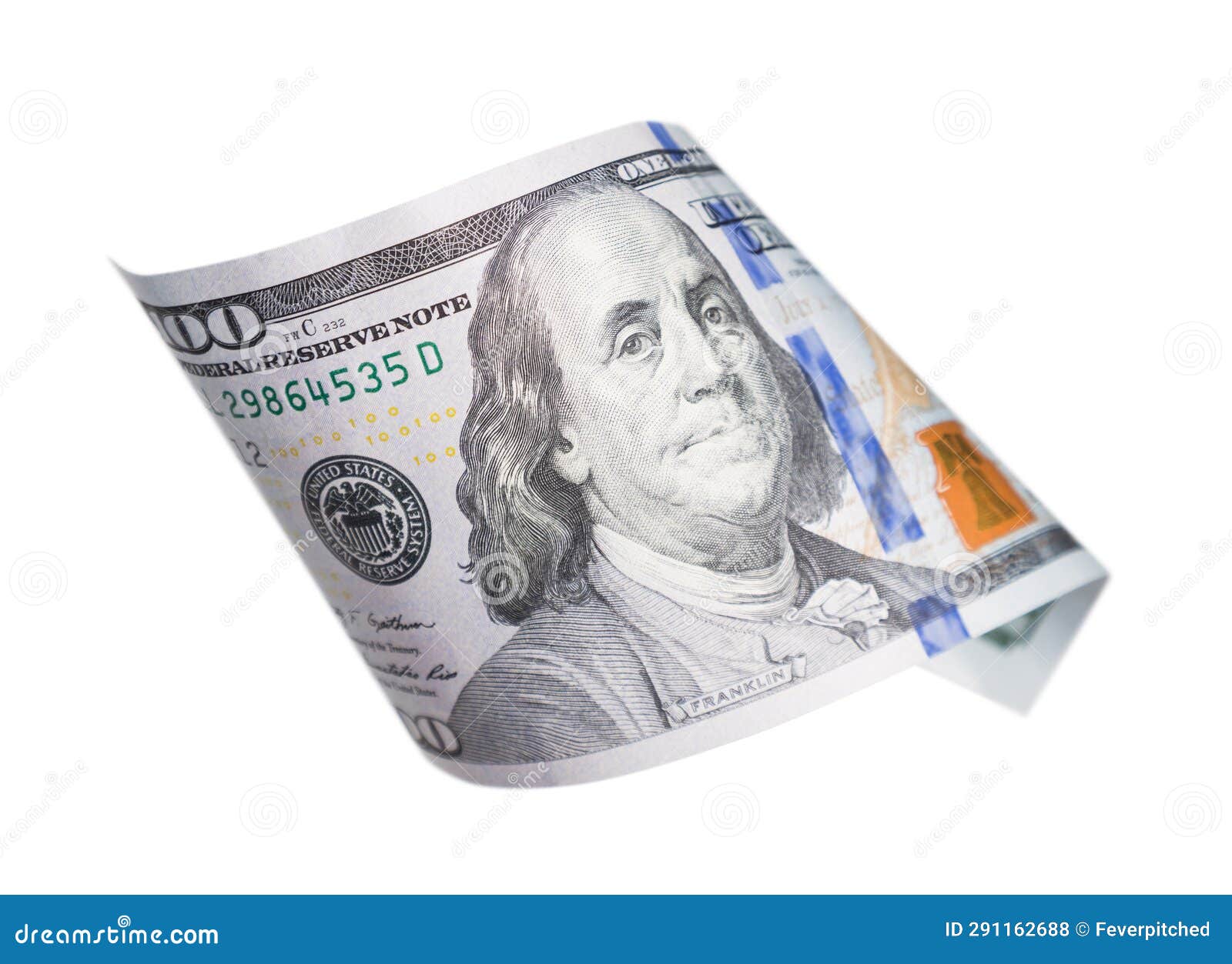 Front of a One Hundred Dollar Bill Falling or Floating on Empty ...