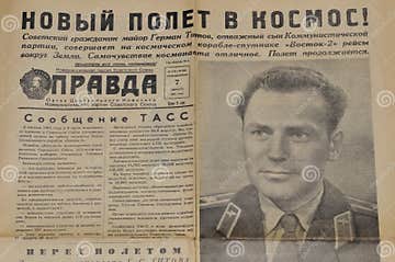 Front Page of the Soviet Newspaper Editorial Photo - Image of manned ...