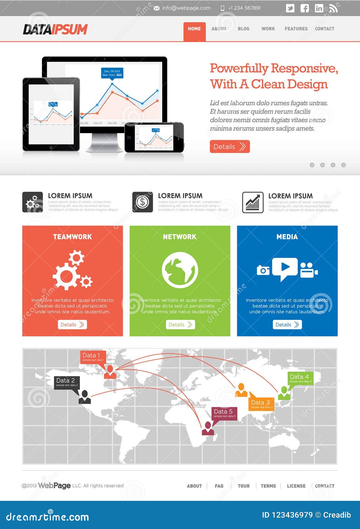 Front Page Web Design Template, Website Element Vector Stock Vector ...