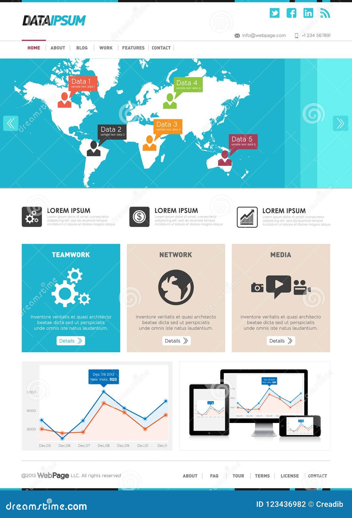 Front Page Web Design Template, Website Element Vector Stock Vector ...