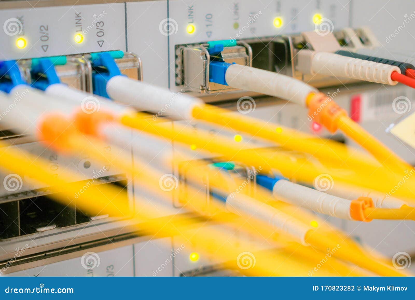 Front Panel of the Central Router with a Set of Optical Links is in the ...
