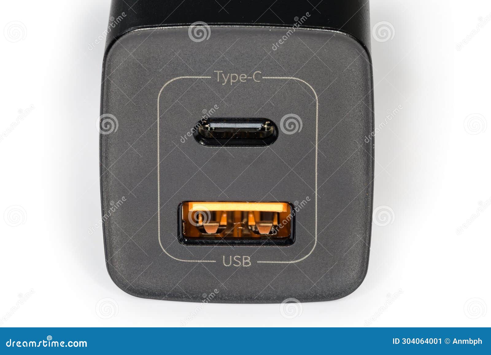 Front Panel of Charger with Two Different USB Output Sockets Stock ...
