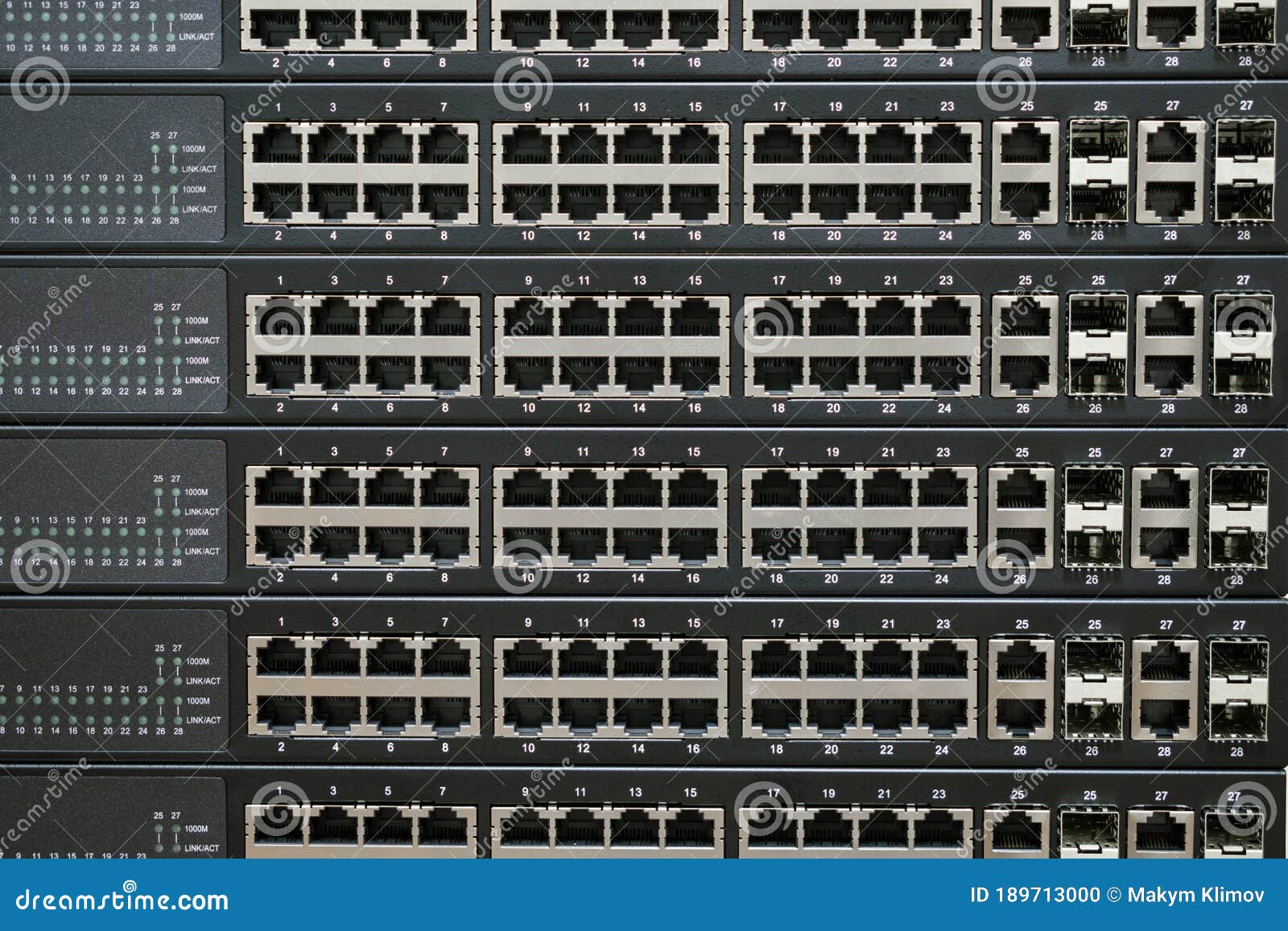 The Front Panel of Internet Equipment Installed in the Server Room ...