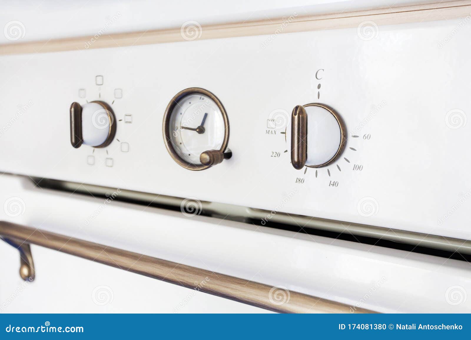 Front Panel of New Modern Retro Oven Stock Photo - Image of closeup ...