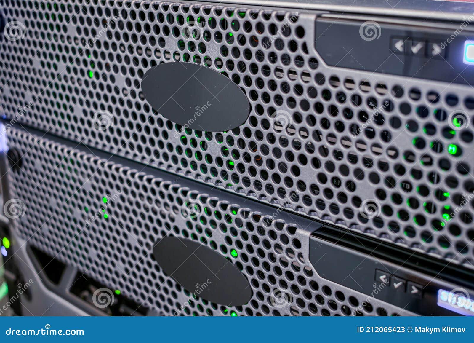 Front Panel of Powerful Database Servers. There is Computer Equipment ...