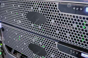 Front Panel of Powerful Database Servers. There is Computer Equipment ...