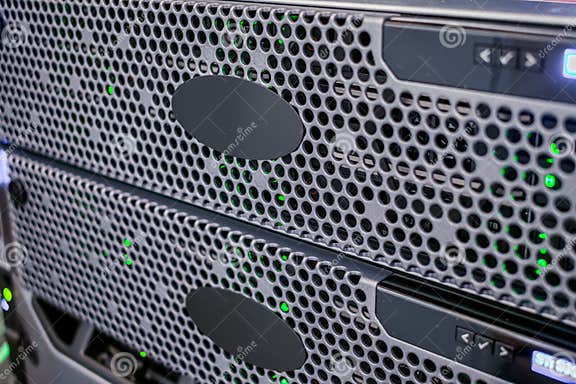 Front Panel of Powerful Database Servers. There is Computer Equipment ...