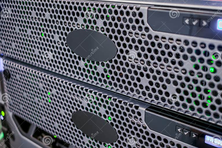 Front Panel of Powerful Database Servers. There is Computer Equipment ...
