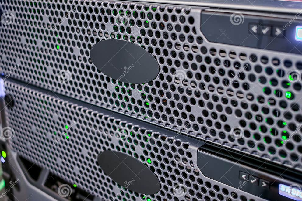 Front Panel of Powerful Database Servers. There is Computer Equipment ...