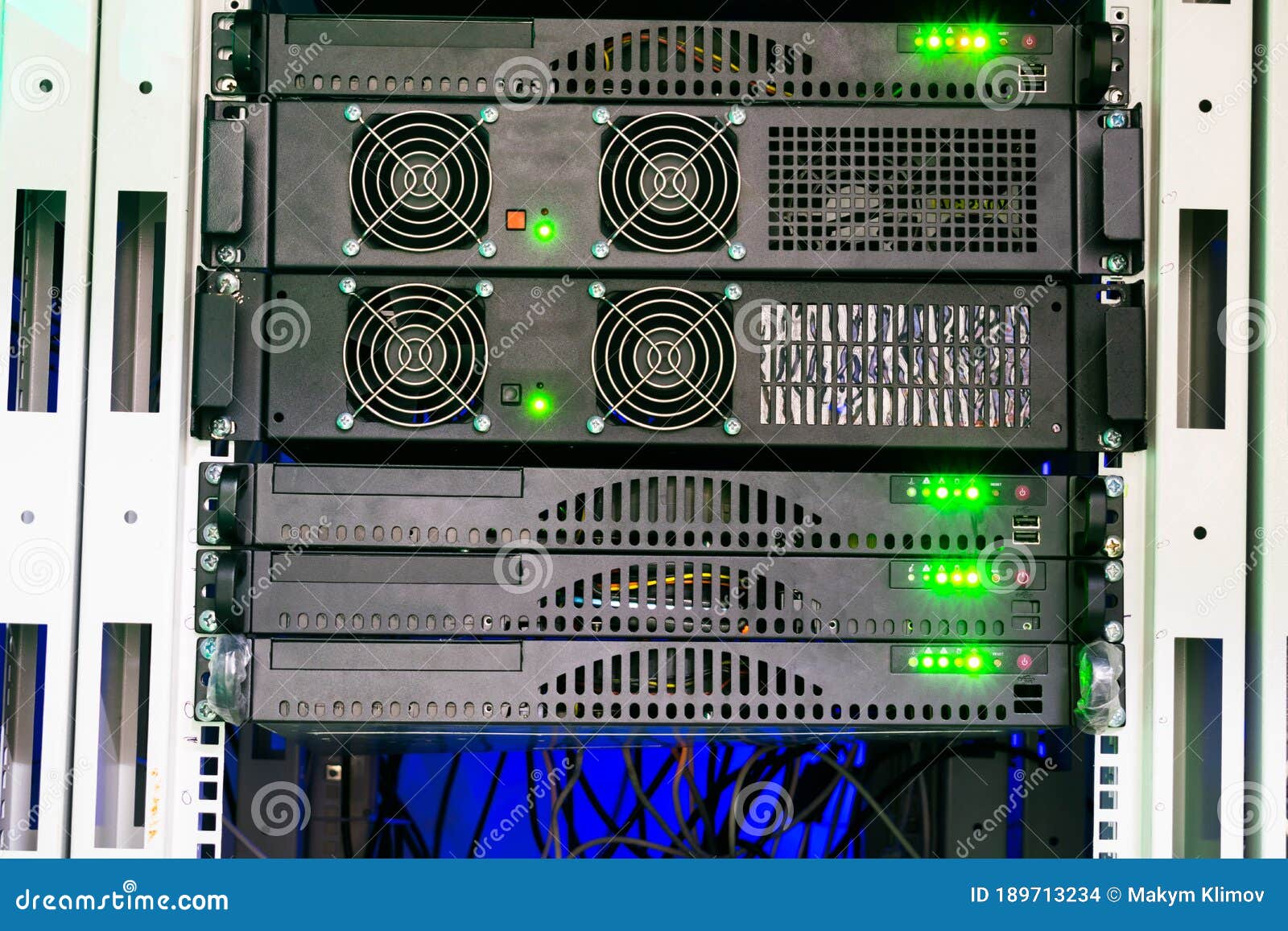 The Front Panel of the Server on Which Shines a Bright Green Display ...