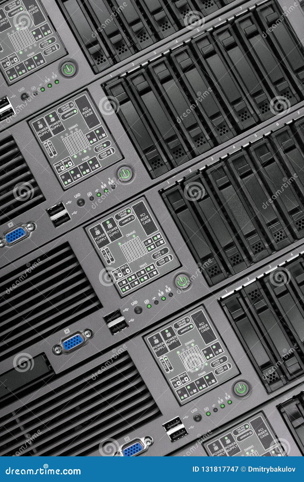 The Front Panel of the Servers Closeup, Vertical Shot. Internet ...