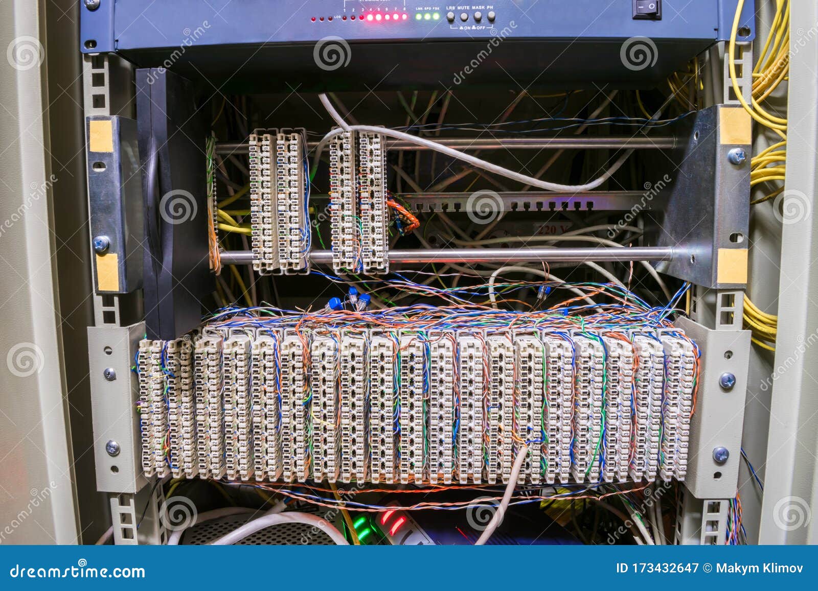 The Front Panel of a Telecommunications Cabinet with Random ...