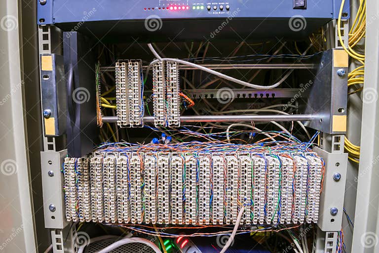 The Front Panel of a Telecommunications Cabinet with Random ...