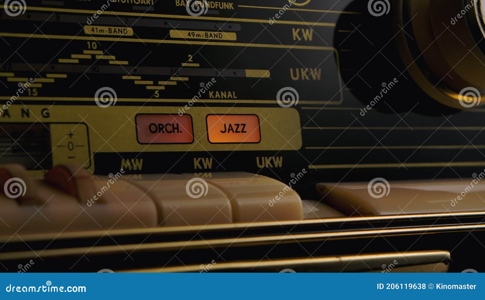 Front Panel of Vintage Radio with Frequency Setting Scale. Dashboard of ...
