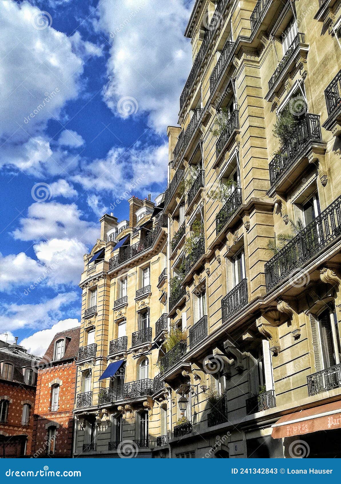 Parisian balconies editorial stock photo. Image of town - 241342843