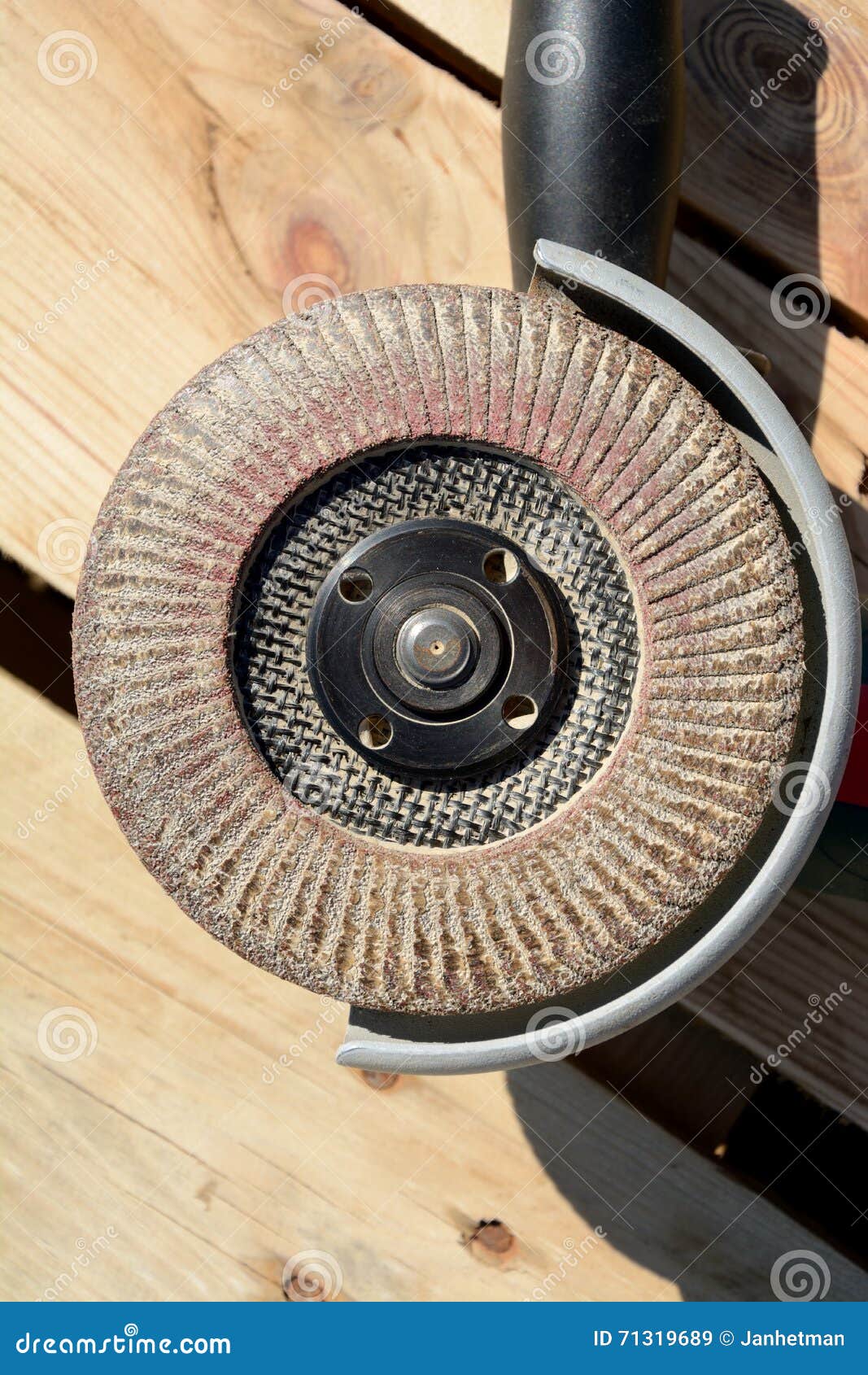 Front Part of Angle Grinder with Abrasive Disc on Planks Stock Image ...