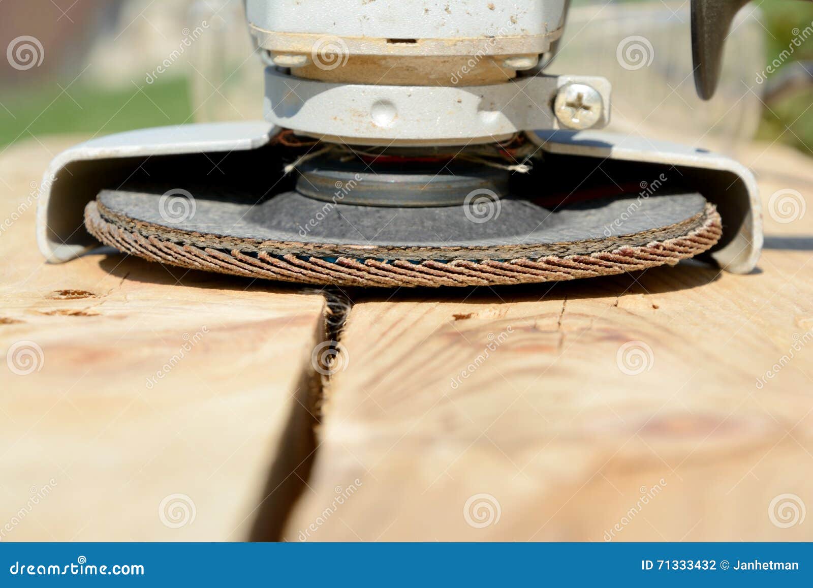 Front Part of Angle Grinder with Abrasive Disc on Planks Stock Photo ...