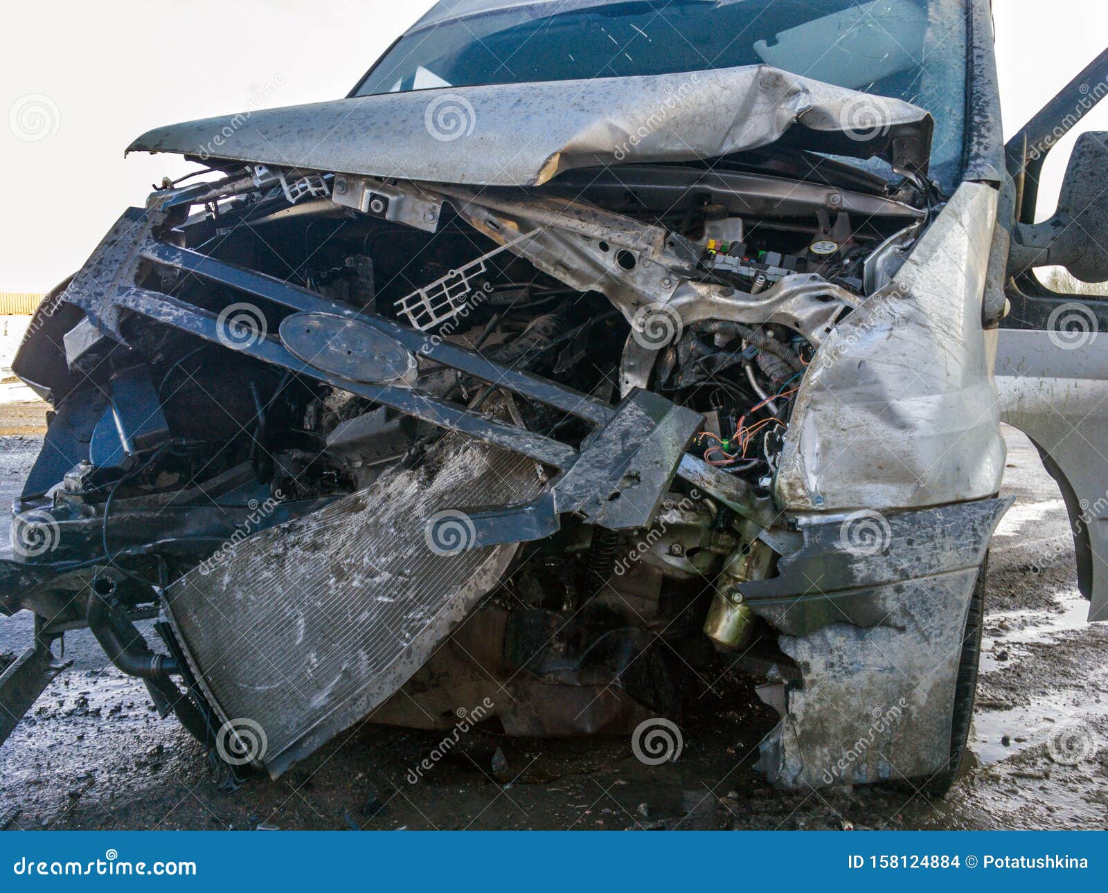 The Front Part of the Car, Completely Broken in an Accident Editorial ...