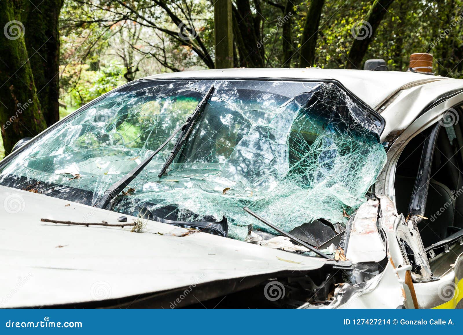 Front Part of Car Windshield Broken by Traffic Accident Stock Photo ...