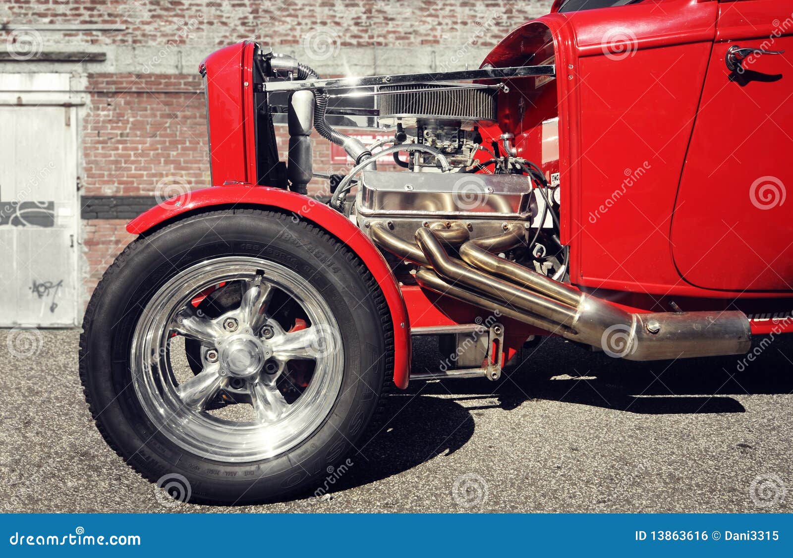 Front Part of a Classic Red Hot Rod Stock Photo - Image of nostaligia ...