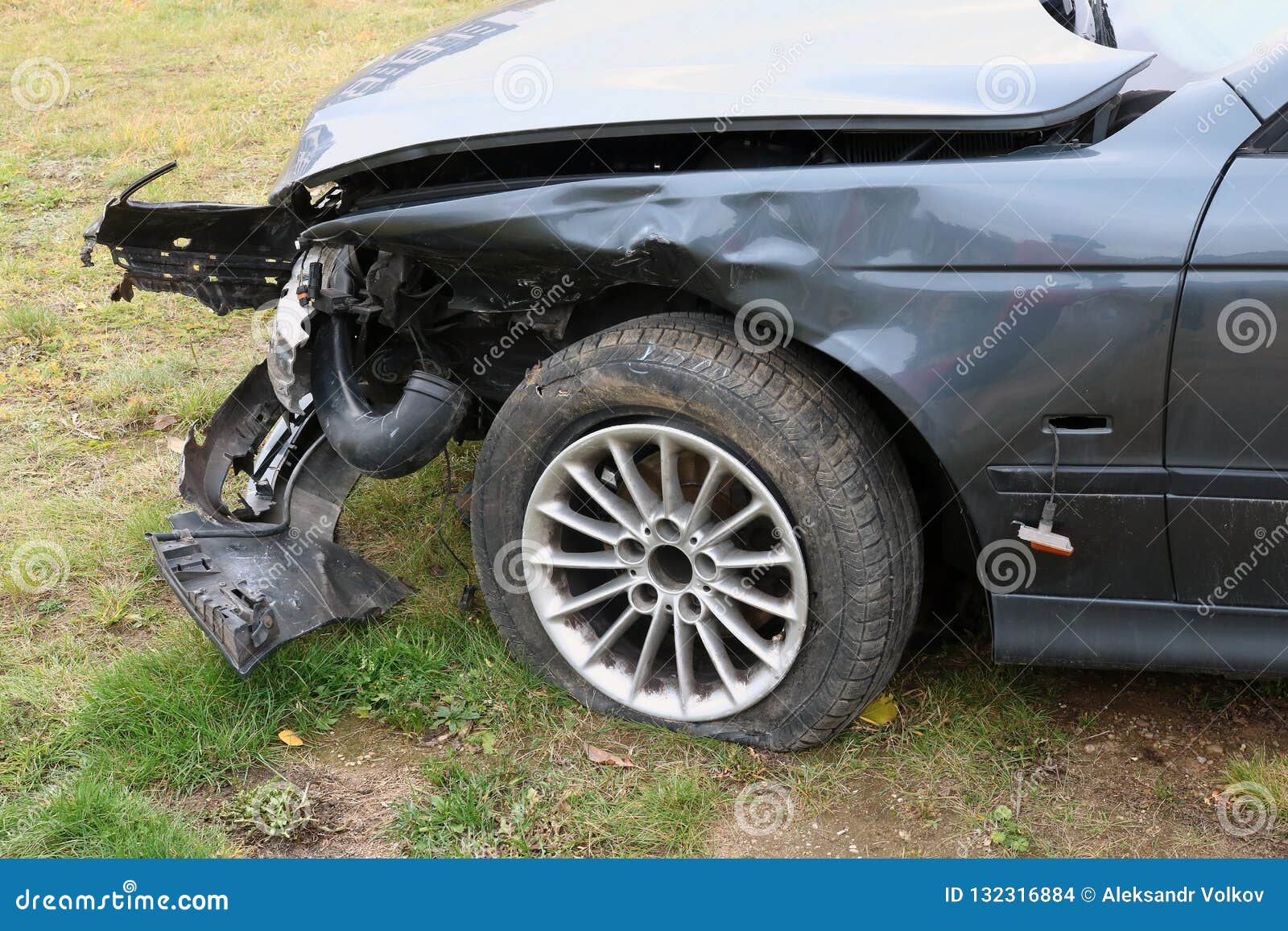 The Front of a Crashed Broken Passenger Car Stock Photo - Image of ...