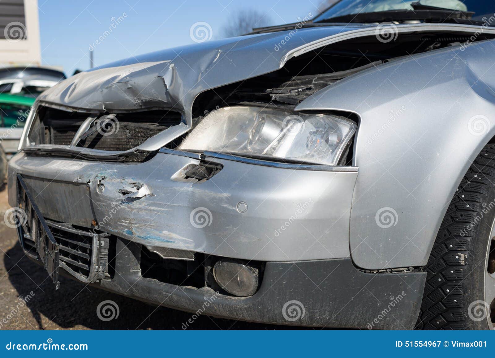 Front Part of a Crashed Car Wreck Stock Image - Image of repair ...