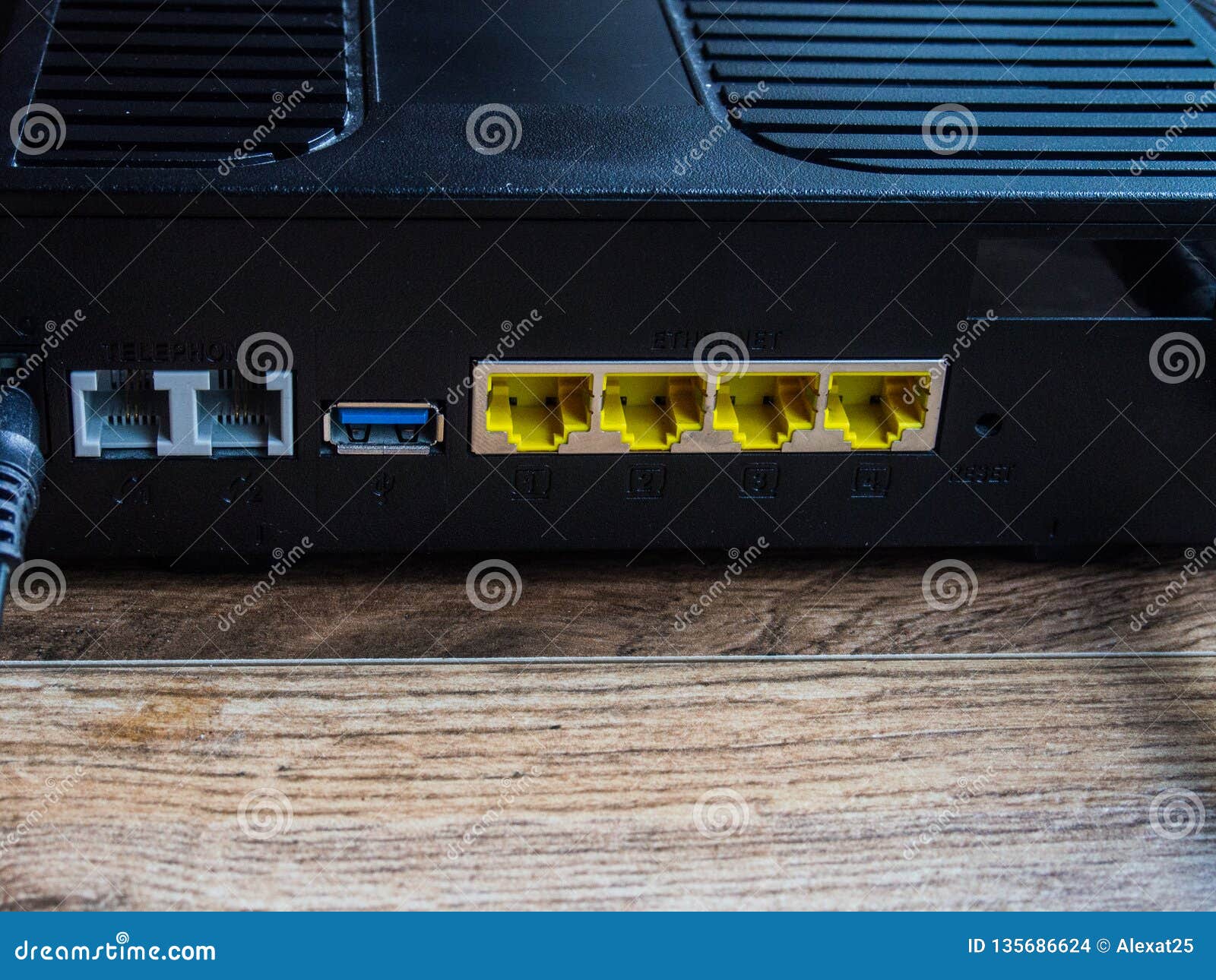 Back part of router stock photo. Image of black, modem - 135686624