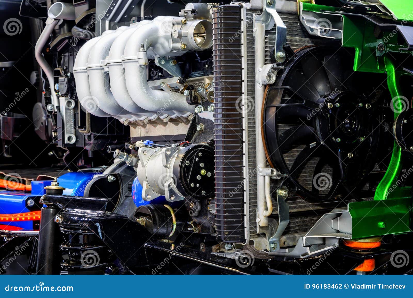 Front Part and the Vehicle of Modern Car in Section Closeup Stock Photo ...