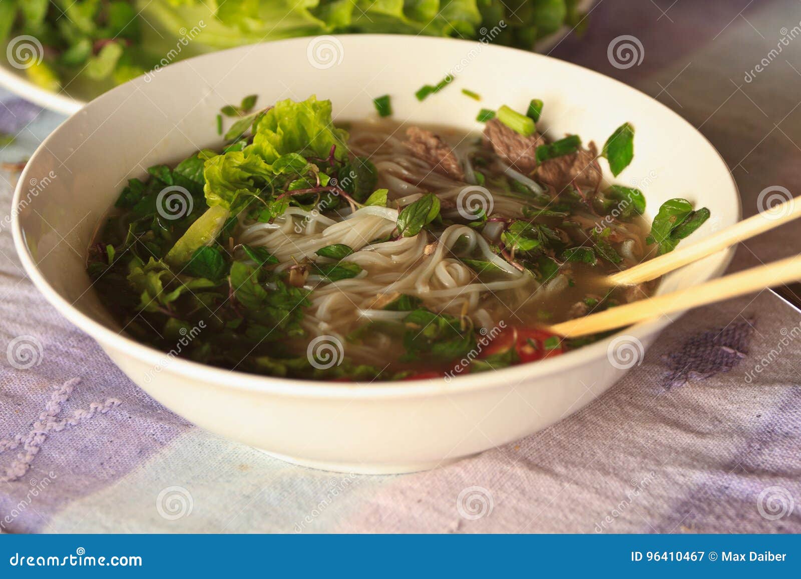 Front of Pho Lao Style Noodle Soup with Vegetables Stock Image - Image ...