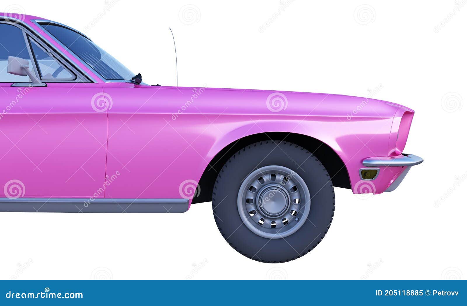 Front of Pink Retro Car Side View Isolated on White Stock Illustration ...
