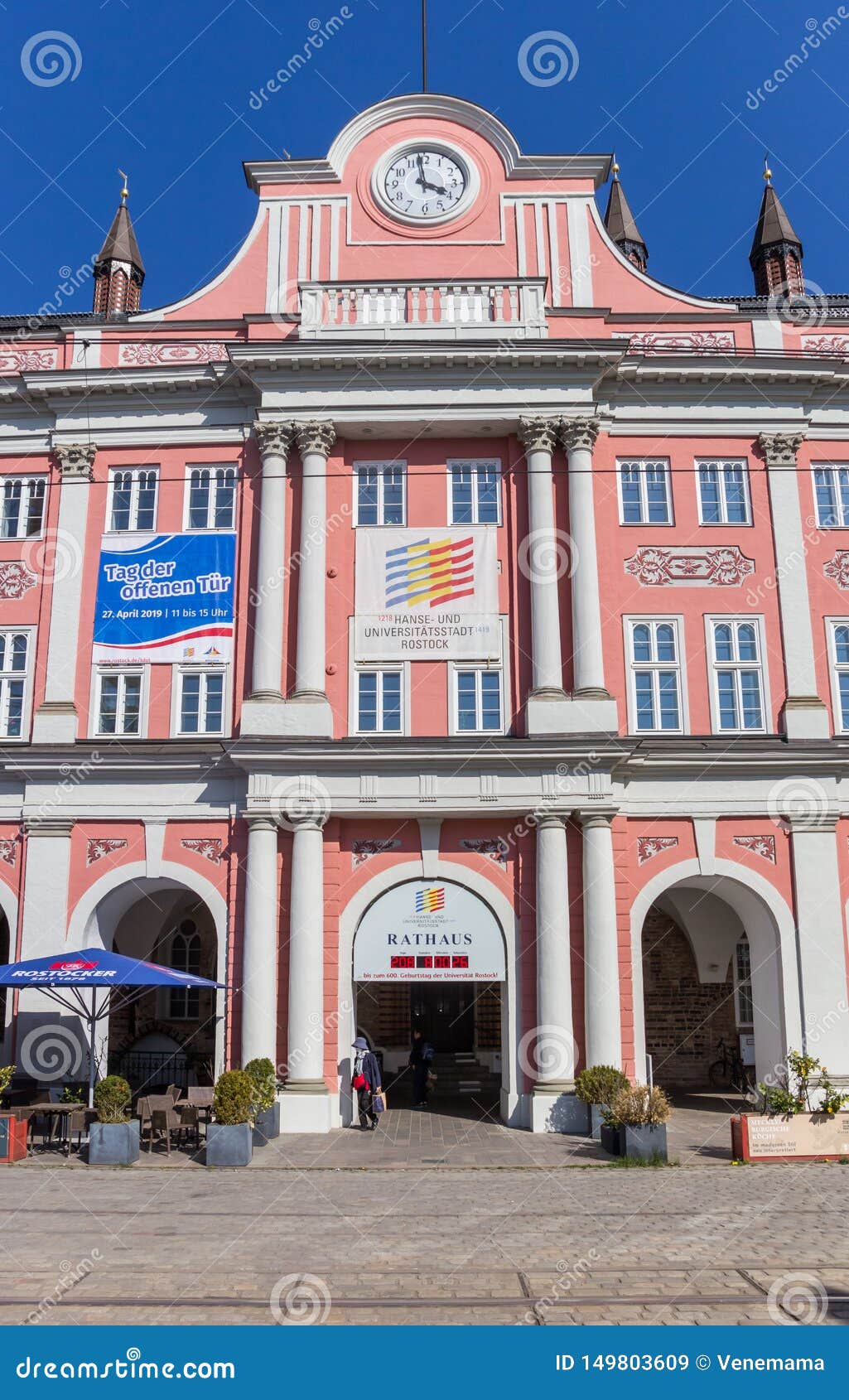 Front of the Pink Town Hall in Rostock Editorial Stock Image - Image of ...