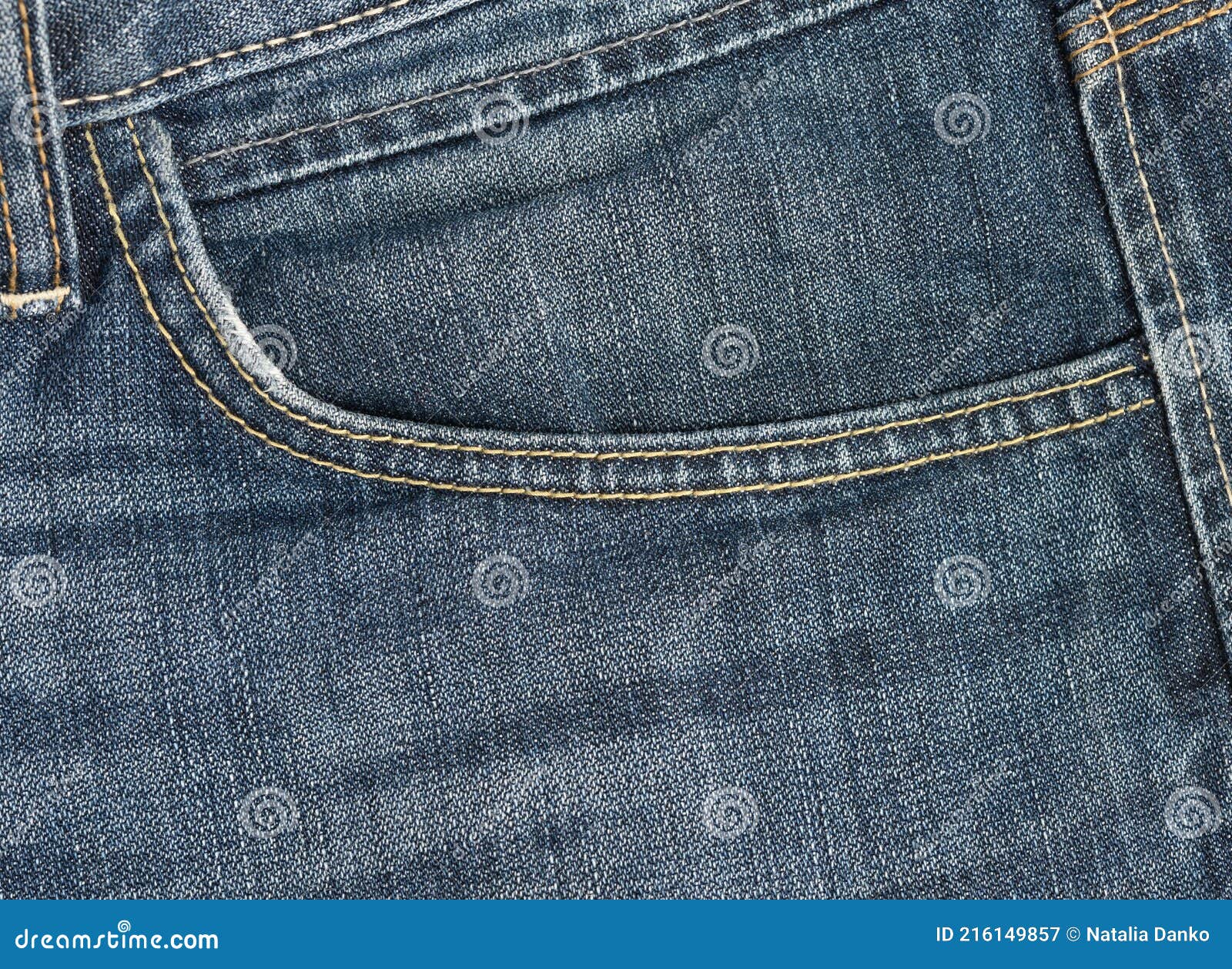 Front Pocket of Blue Classic Jeans, Full Frame Stock Image - Image of ...