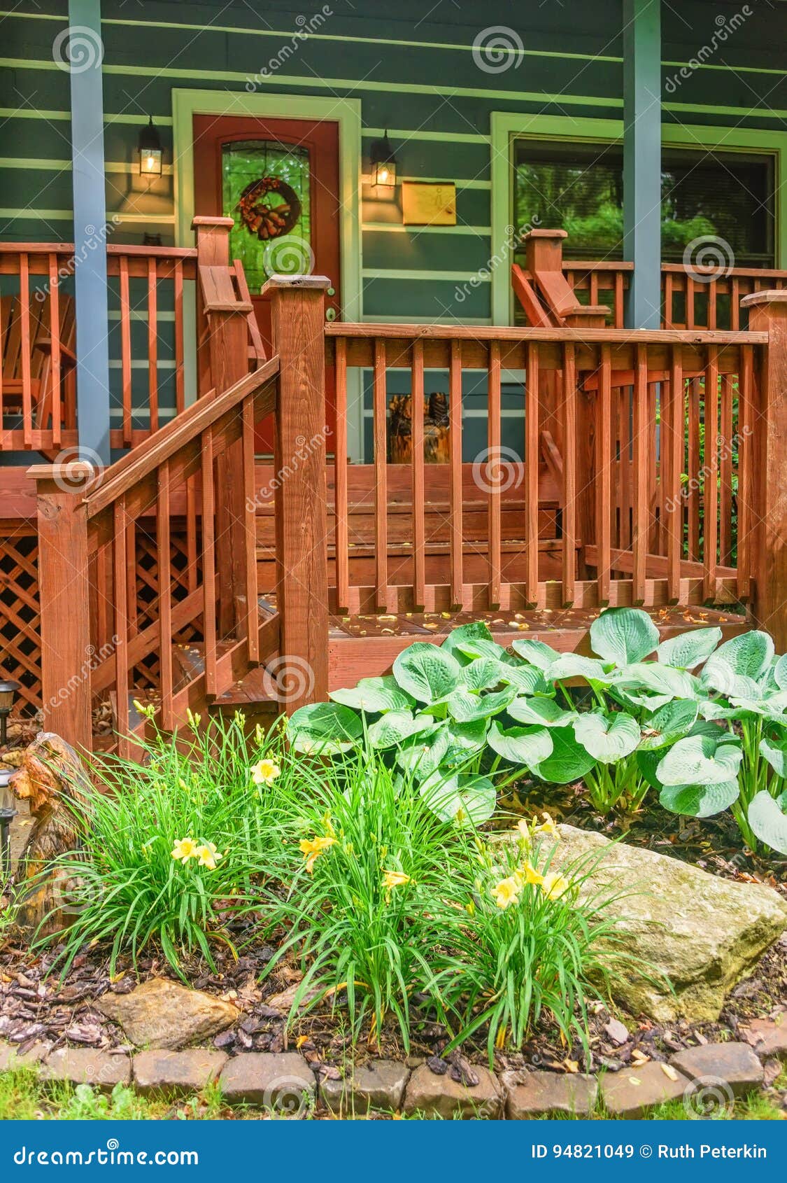 Porch Of The Log Cabin With Small Table. Stock Photo | CartoonDealer ...