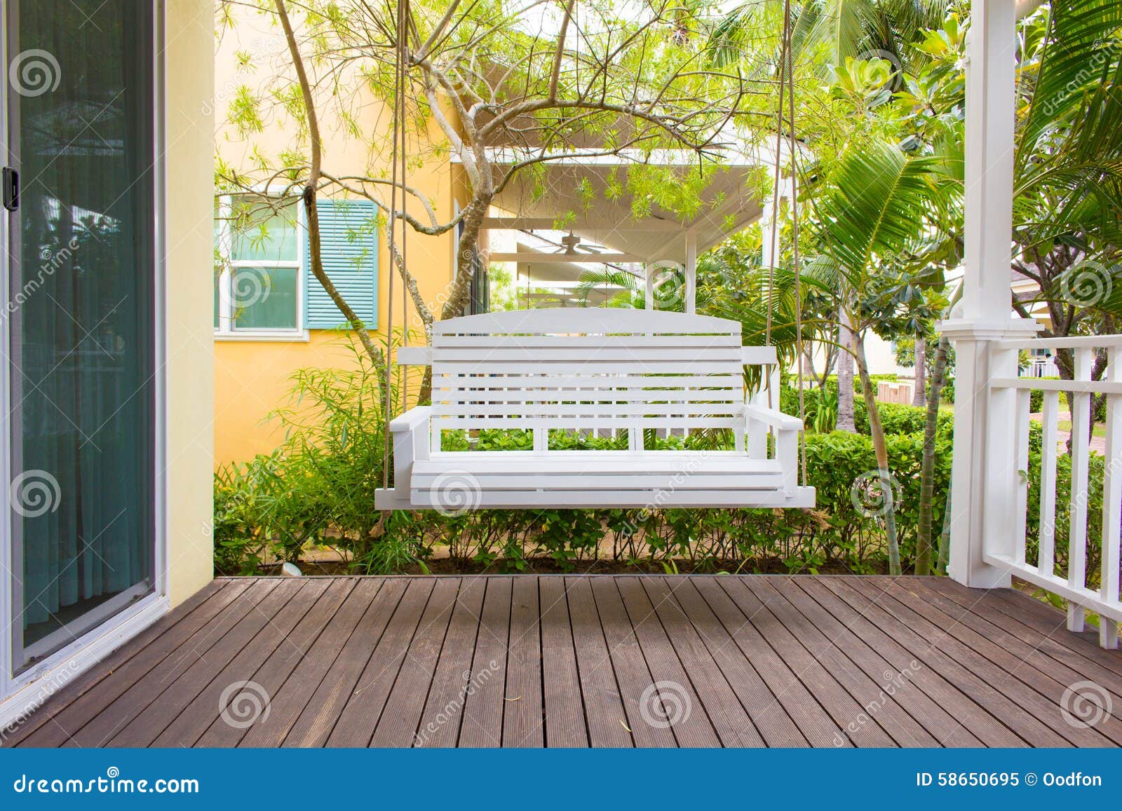Front Porch with a Porch Swing Stock Image - Image of rocking ...