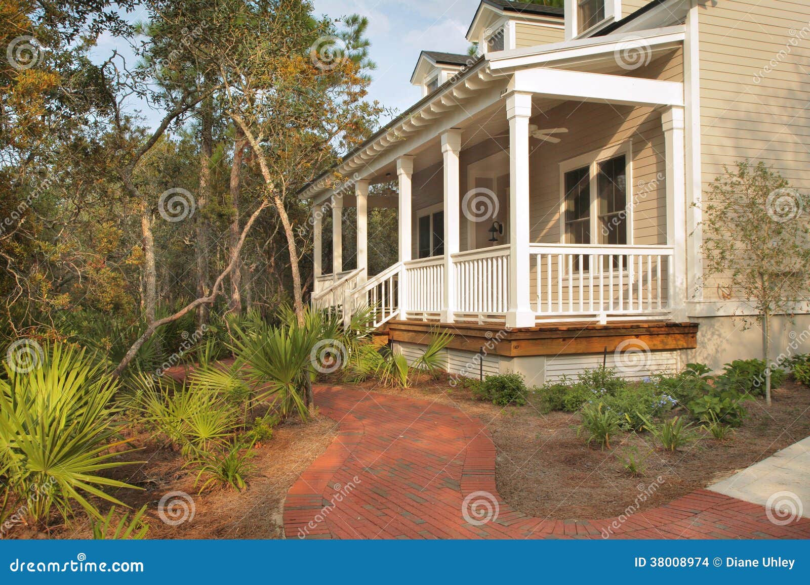 Front Porch of Yellow House Stock Photo - Image of porch, luxury: 38008974