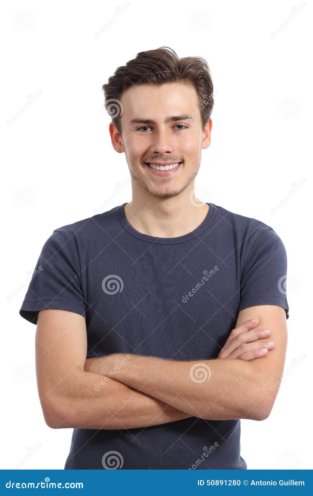 Front Portrait Of A Young Boy With Folded Arms Stock Photo - Image of ...