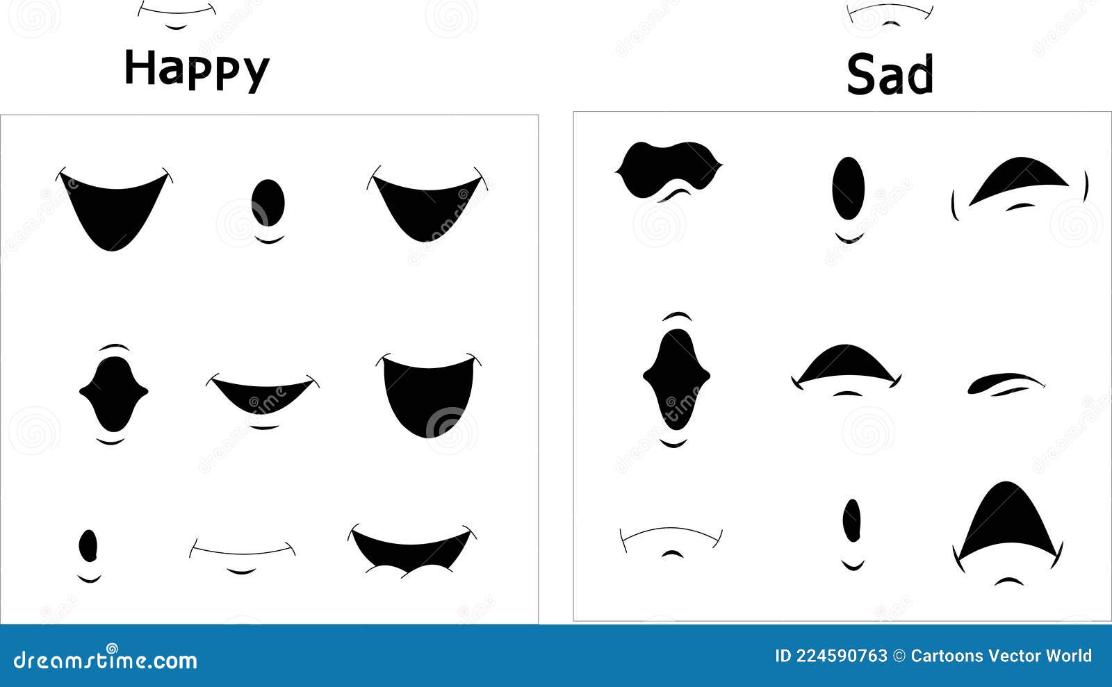 Front Pose Lip Syn Different Style Vector Artwork Stock Vector ...