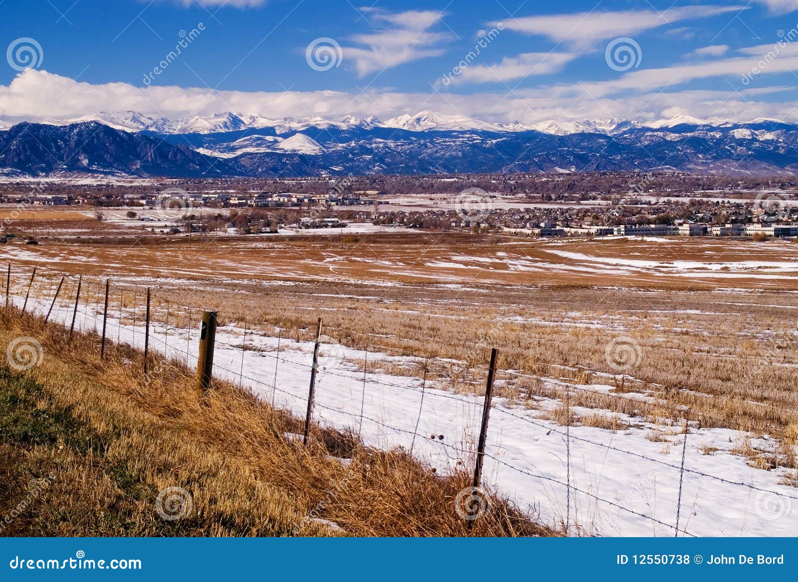 Front Range of Colorado Rockies in Winter Stock Photo - Image of ...
