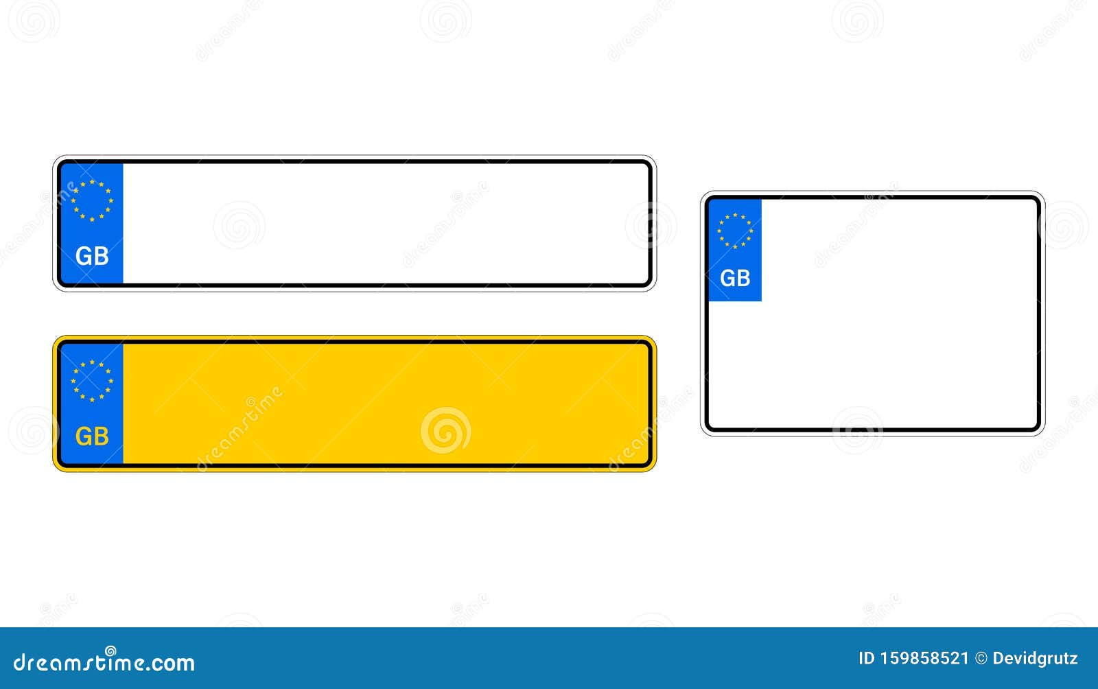 Front and Rear British Vehicle Licence Plates with EU Marking. Vector ...